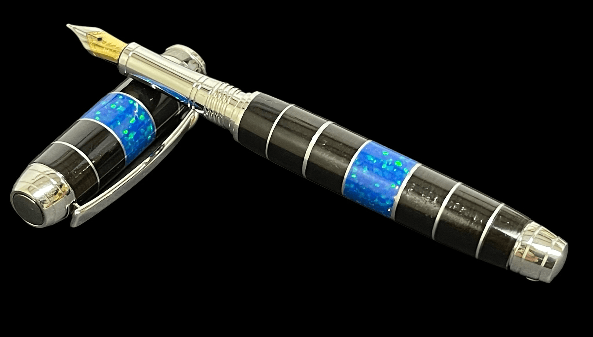 Opal & Ebony Fountain Pen - Pens Unique