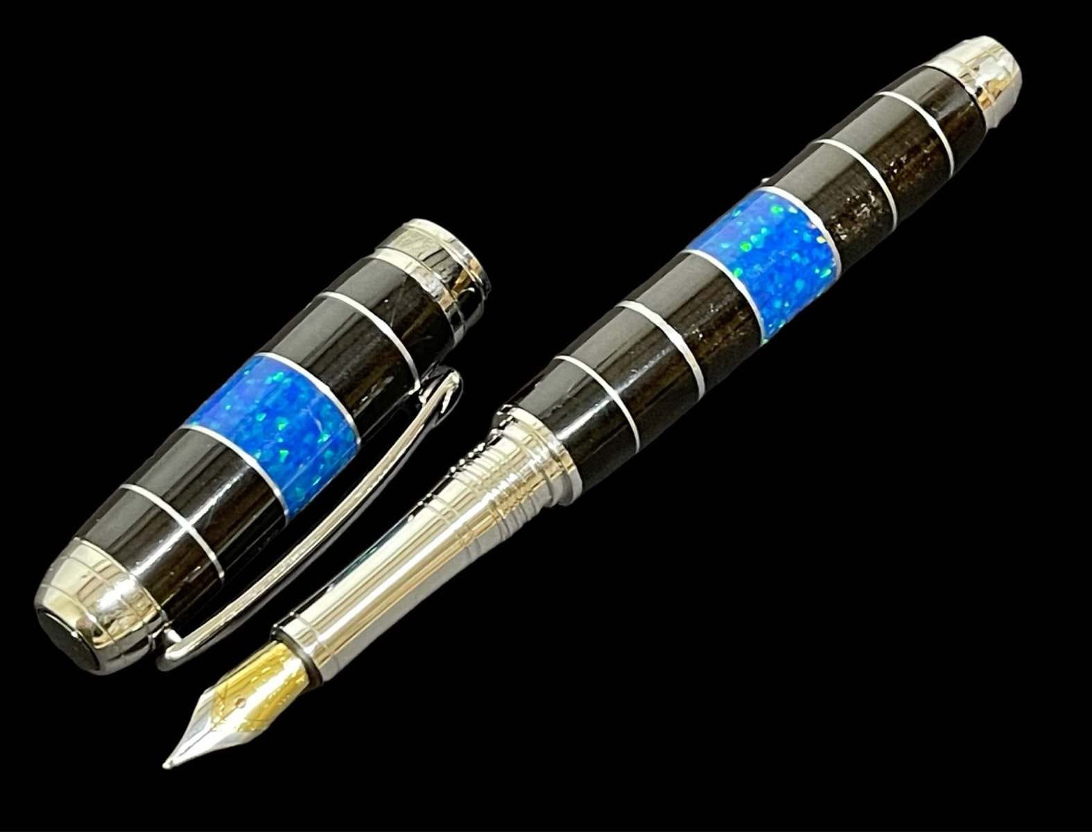 Opal & Ebony Fountain Pen - Pens Unique